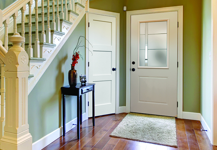 2-Panel Plank Steel Door with Two Sidelites