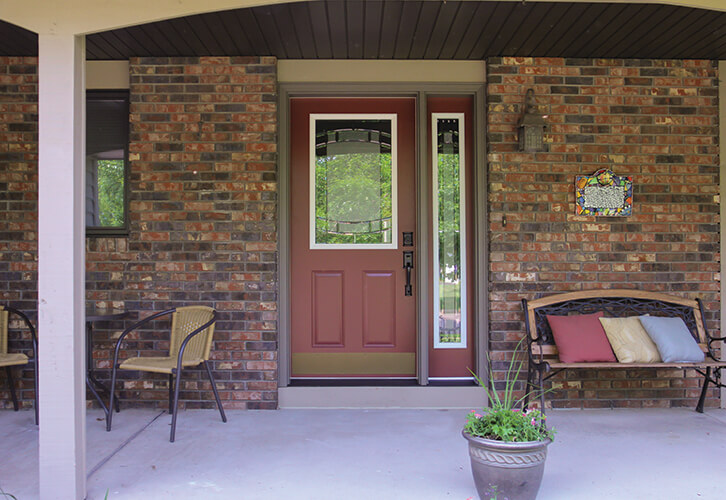 2-Panel Plank Steel Door with Two Sidelites